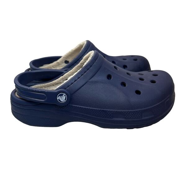CROCS | Shoes | Crocs Classic Lined Clog Navy Faux Fur Comfort Mens 8 ...